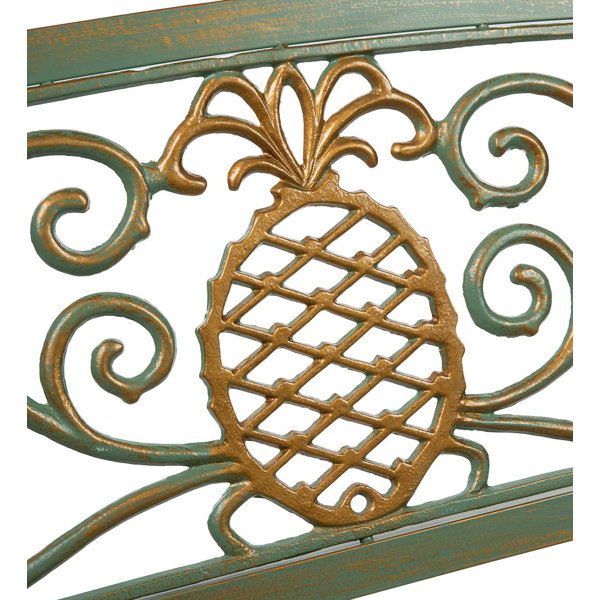 Plow & Hearth Verdigris Pineapple Metal Garden Bench & Reviews | Wayfair